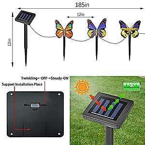VGYVGYCC Outdoor Solar Garden Lights - Solar String Lights 10Pcs Large Optical Fiber Butterfly Lights with 2 Lighting Modes Twinkling and Steady-ON for Garden, Patio, Yard, Flowerbed, Lawn Decoration