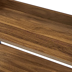 DHAEY Modern Bookshelf 7 Tier with 4 Hooks,Industrial Wood Bookcase,Vintage Storage Rack with Open Shelves,Rustic Standing Bookshelves Metal Frame Display Rack for Bedroom,Rustic Brown