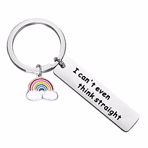 Zuo Bao Gay Pride Gift LGBT Jewelry Funny Gay Keychain I Can't Even Think Straight Keychain with Rainbow Charm Lesbian Gift (I Can't Even Think Straight Keychain)