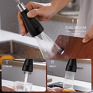 APPASO Black Kitchen Faucet with Pull Down Sprayer, 3-Mode Sprayer Kitchen Sink Faucet, 1 or 3-Hole Single Handle High Arc Stainless Steel Kitchen Faucet Black with Deck Plate, Matte Black