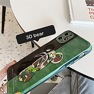 Jeriwell Compatible with iPhone 11 Phone Case 6.1 inch Silicone Shockproof Cool 3D Cartoon Camo Bear Street Fashion Full Body Protection Case/Cover/Skin for iPhone 11 for Men Boy (Camouflage 3D Bear)