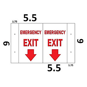 Emergency EXIT Arrow Down 3D Projection Sign/FIRE Extinguisher Hallway Sign (White/RED,Plastic,5.5x9)-Les Deux cotes line