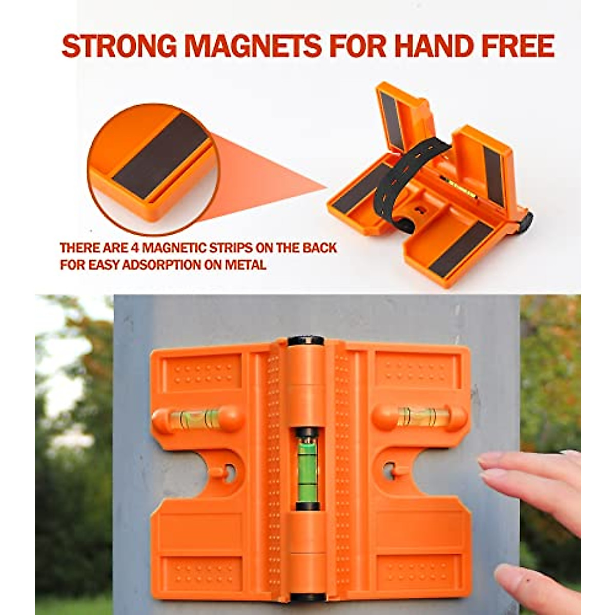 RONGPRO Magnetic Post Level, Folding Magnetic Post Level with Elastic Loop for Hands-free Work