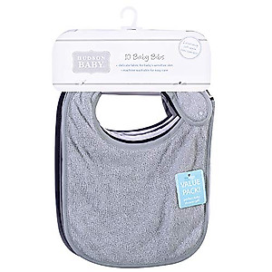 Hudson Baby Unisex Baby Rayon from Bamboo Terry Bibs, Black White, One Size