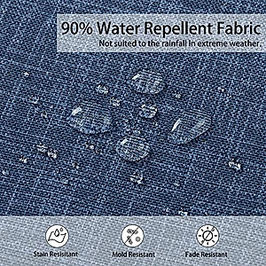 Magpie Fabrics Outdoor/Indoor 17"x16"x2" Chair Cushions with Ties Set of 2, Waterproof U-Shape Seat Pads Decoration for Patio Garden Furniture Home Office (Navy Blue Textured)