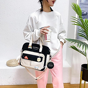 Cute Bags For School Kawaii Japanese Bag Multifunction Laptop,Aesthetic Backpacks for Teen Girls Kids Messenger Lunch Totes(black)