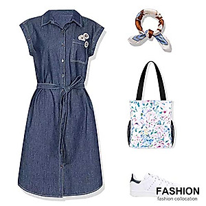 Women Tote Bag Girls Floral Shoulder Purse Beach Hand Bag with Zipper Pockets for Daily Travel Work School Yoga (Fantasy Bloom)