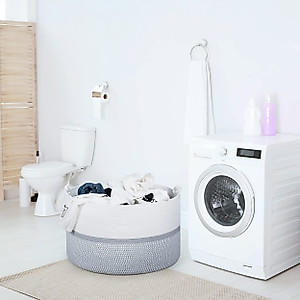 VERSAINSECT ton Rope Basket - Decorative White Storage Bins for Room Organization