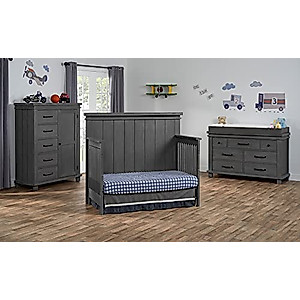 Soho Baby 43011210 Hampton Premium 4-in-1 Convertible Crib, Flat-Top Headboard, Wire Brush Canyon Gray Finish, GreenGuard Gold Certified,