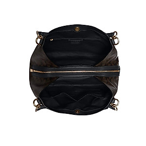 Coach Pebble Leather Hallie Shoulder Bag (IM/Brown/Black)