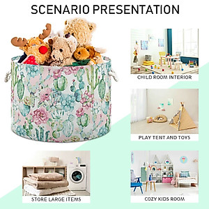 Cactus Cotton Rope Basket Floral Baby Laundry Basket for Blankets Toys Storage Basket Bins Box Organizer Basket