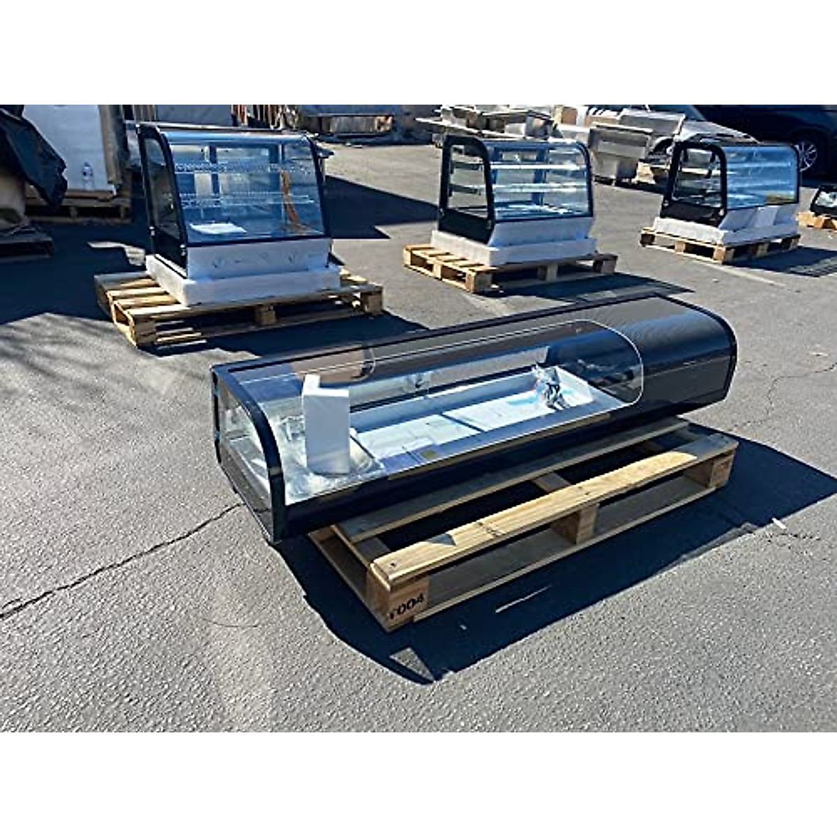 Refrigerated Sushi Display Cooler Case Countertop Black Color-53" Commercial Refrigerator NSF Restaurant Curved Glass Sashimi Roll Showcase 52 Liter Japanese Style 5 pan Deli Display Case -RTS52B