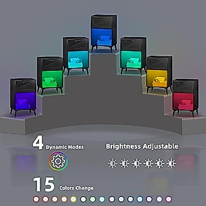 Lerliuo Nightstand with Charging Station and Led Lights, Night Stand with USB Ports and Outlets, Modern Bedside Table with Drawer and Storage Shelf, Black Smart Side Tables for Bedroom