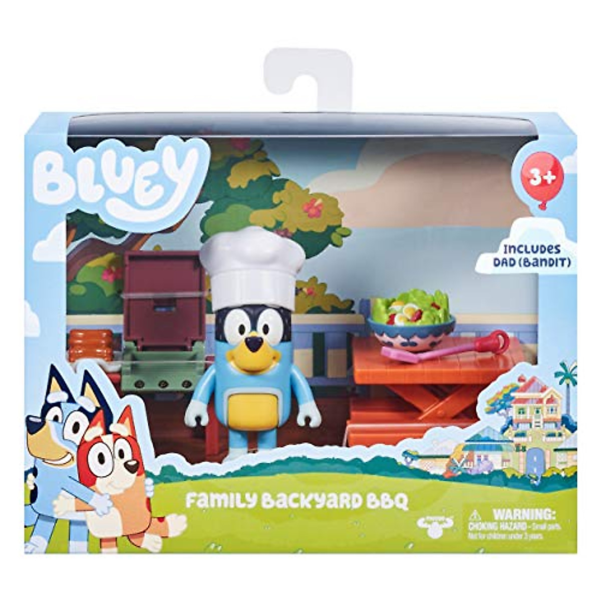 Bluey Dad Backyard BBQ - Bandit 2.5" Figure with Backyard Playset, Multicolor, 13030