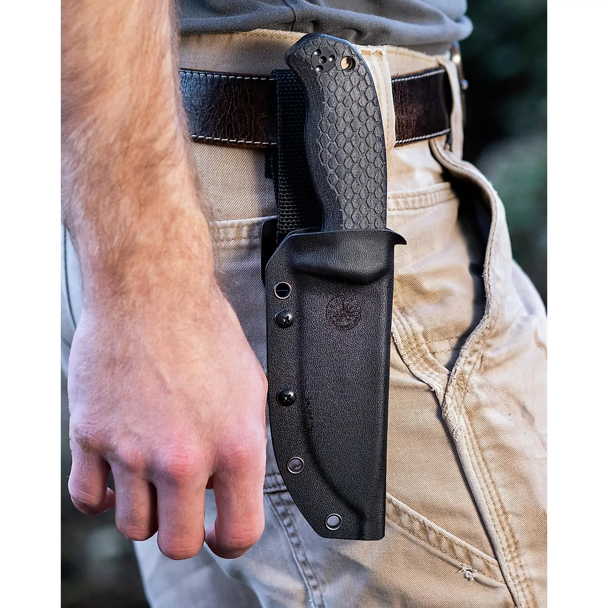 Off-Grid Knives - OG Lo-Pro Universal Kydex Knife Sheath Extension, Fits Taco and Pancake Style Sheaths with Button Lock and Velcro Nylon Belt Loop, Fits Sheaths with 1.5 Inch Spaced Rivets