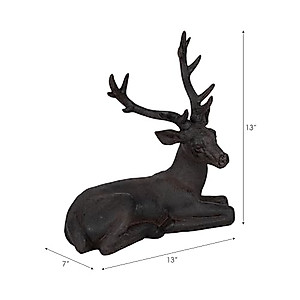 Sagebrook Home 11222 Resting Deer Figurine, 6" x 12.5" x 13.75", Rust