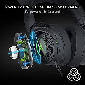 Razer Kraken Kitty V2 Pro Wired RGB Headset: Interchangeable Ears (Kitty, Bear, Bunny) - Stream Reactive Lighting - Detachable HyperClear Cardioid Mic - 50mm Drivers - 7.1 Surround Sound - Black
