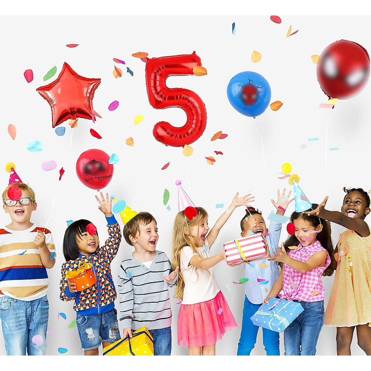 Cartoon Heroes Spider Birthday Decorations, Spider Pattern 6th Birthday Balloons, 32inch number 6 Cartoon Aluminium Balloon, The Spider Birthday Balloons for Kids Birthday Baby Shower Decorations