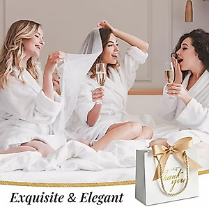 Mauproy 20 Pack Small Thank You Gift Bags with Handles, 5.5''x 2.5''x 4.7'' Mini Paper Gift Bags with Ribbons Party Favor Bags for Wedding Baby Shower Bridal Shower Birthday Christmas (White)