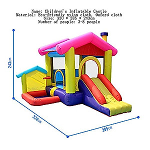 Bouncy Castle, Inflatable Castle Jumping Slide Bounce House, Children's Trampoline with Blower, Suitable for Outdoor Family Playground Garden Kid's Play and Entertainment