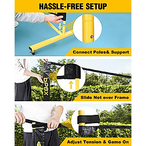 Choiana Pickleball Net with Wheels, Pickle Ball Net Portable Outdoor with 22ft Regulation Size Net, Court Markers, Durable Frame PE Knited Pickleball Practice Net System for Backyard Driveway