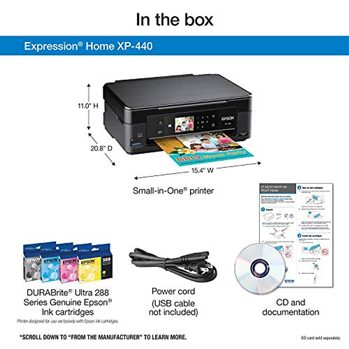 Epson Expression Home XP-440 Wireless Color Photo Printer with Scanner and Copier, Amazon Dash Replenishment Ready