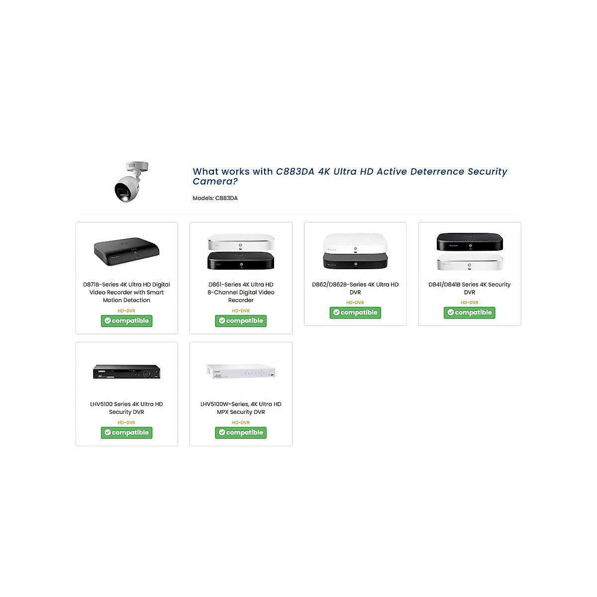 Lorex D4K2AD-82-C883 4K 8-Channel 2TB Wired DVR System with 2X Active Deterrence Bullet Cameras