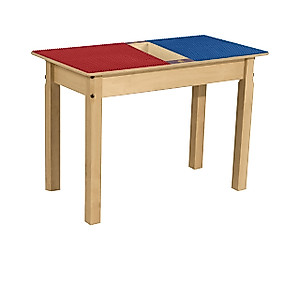 Contender Time-2-Play Kids Activity Play Table, Compatible with Lego Bricks, Extra Sturdy Birch Plywood, 35" W X 15.5" D, Red & Blue, 22" Legs for Ages 6-9