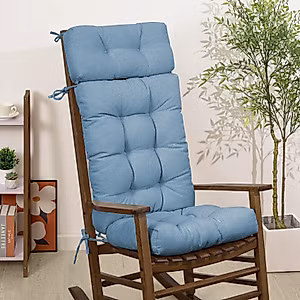 mudilun Rocking Chair Cushion Anti-Slip Tufted High Back Rocking Chair Cushion with Ties and Removable Neck Pillow Rocking Chair Seat Cushions for Bedroom, Living Room, Baby Room, Outdoor Patio Chair