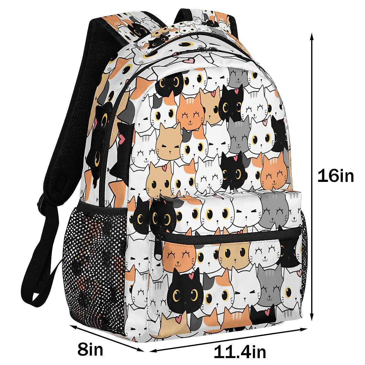 YPPAHHHH Kids School Backpack for Girls Boys School Bag Bookbag Lightweight Elementary Laptop Bag Travel Hiking Daypack (cute cat)