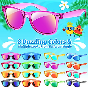 GIFTINBOX 24Pack Kids Sunglasse Bulk for Kids ,Great Gifts Party Favors For Kids 4-8 & 3-5, Translucent Sunglasses with UV400 Protection, Beach Pool Birthday Party Supplies