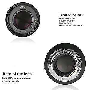 Meike 85mm F1.8 Full Frame AF STM(A Stepping Motor) Lens Large Aperture Auto Focus Medium Telephoto Fixed Prime Portrait Lens for Sony E Mount Mirrorless Cameras A9 A7III A7II A7 A7R3 A7R4