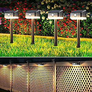 Linkind Solar Pathway Lights 4 Pack, Motion Sensor Solar Outdoor Lights Waterproof, Super Bright 2 in 1 LED Solar Lights for Pathway, Yard, Landscape, Walkway, Fence, Step, Patio, Warm White