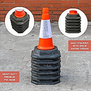 Street Solutions 6 Pack Traffic Safety Cones 18'' inches with Reflective Collars, Unbreakable PVC Orange Construction Cone for Traffic Control, Driveway Road Parking (Orange)