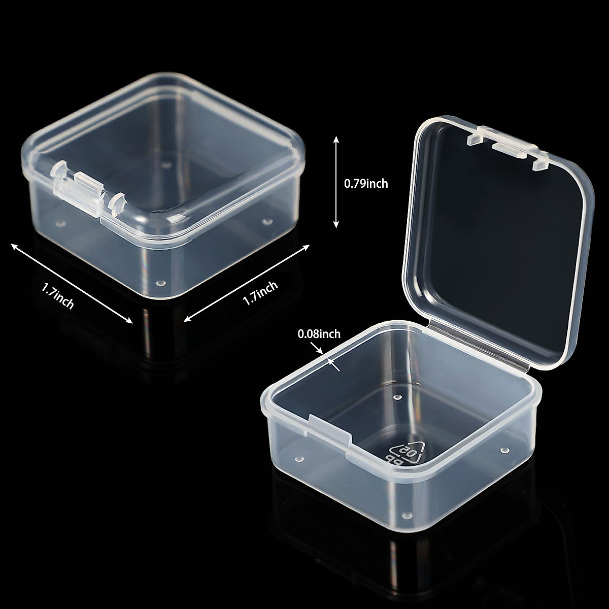 SATINIOR 24 Packs Small Clear Plastic Beads Storage Containers Box with Hinged Lid for Storage of Small Items, Crafts, Jewelry, Hardware (1.7 x 1.7 x 0.8 Inches)
