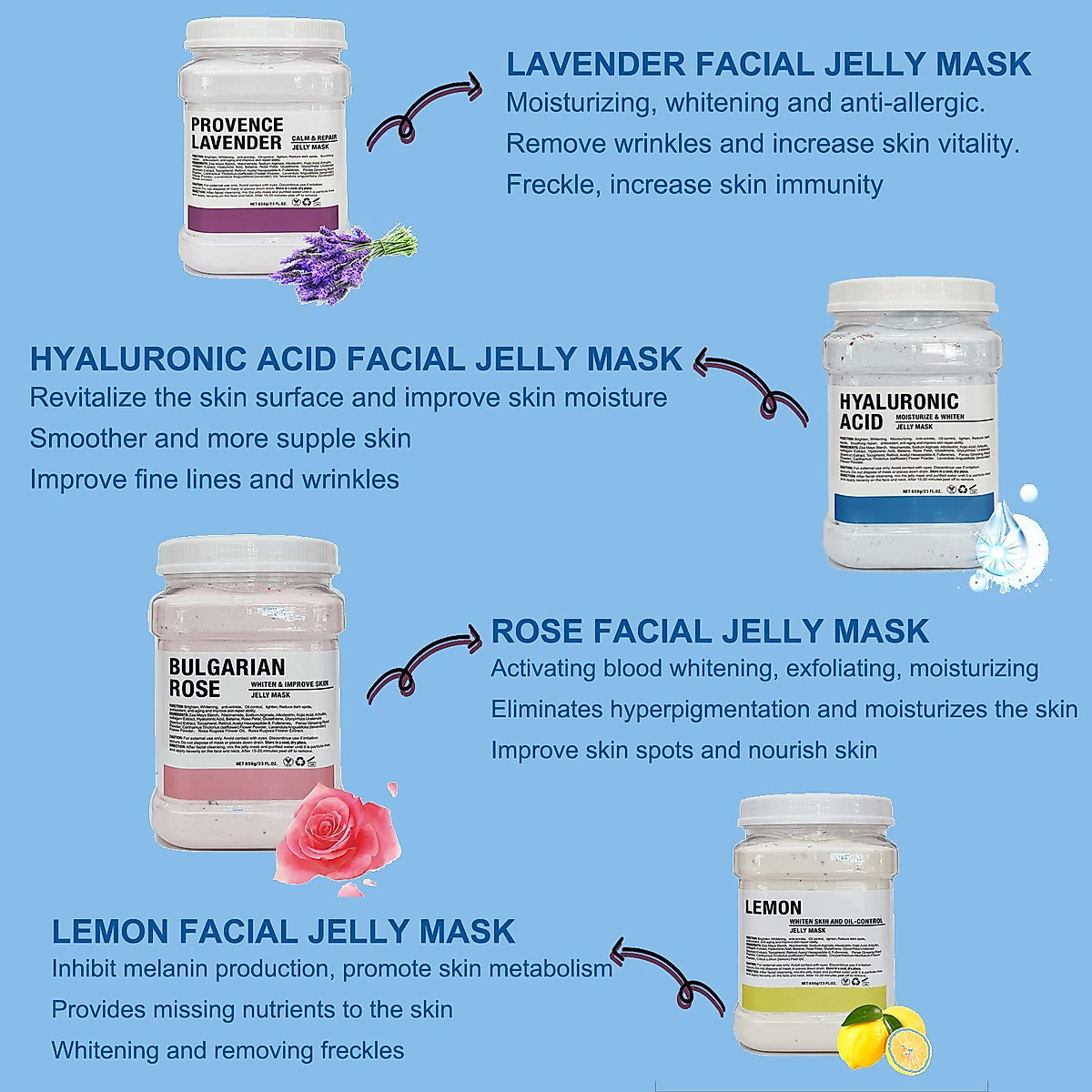 Lancity Jelly Mask Peel Off Face Masks SkinCare, Natural Gel Powder for Facial Mask, Professional hydrojelly Mask, Moisturizing & Hydrating for Wrinkles & Acne 23 Fl Oz