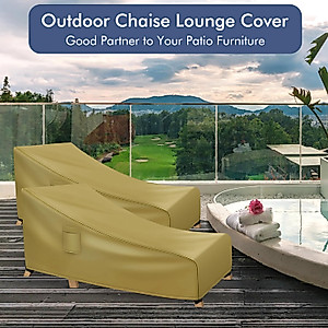 Richwon Chaise Lounge Covers Outdoor Waterproof, Heavy Duty Patio Furniture Covers, Outdoor Furniture Covers Pool Lounge Chair Cover Fits up to 78L x 34W x 32H inches, 2 Pack, Khaki