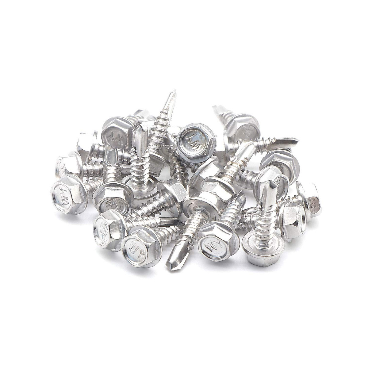 #8 x 3/4" Stainless Hex Washer Head Self Drilling Screws (50pcs), Stainless Steel 410 Fully Threaded Sheet Metal Flanged Hex Screw | by IMSCREWS