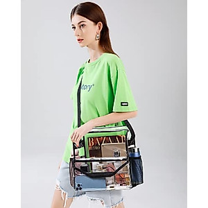 Vorspack Clear Tote Bags - Stadium Approved Clear Bag Clear Stadium Bag with Adjustable Strap Zipper Closure for Sports Events Concerts Work College - Black