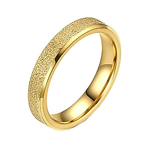 PAURO Unisex Stainless Steel Matte Finished Ring Engagement Promise Wedding Band 4MM Gold Size 10