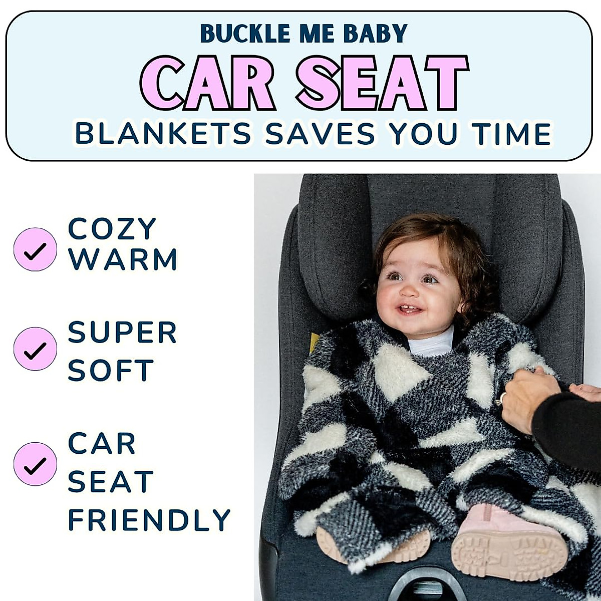 Buckle Me Baby Car Seat Blanket - Wearable Car Seat Blankets for Babies - Carseat Blanket Made from Cozy Warm Sherpa for Winter and Fall - Cover, Poncho, Jacket Alternative for Kids and Babies