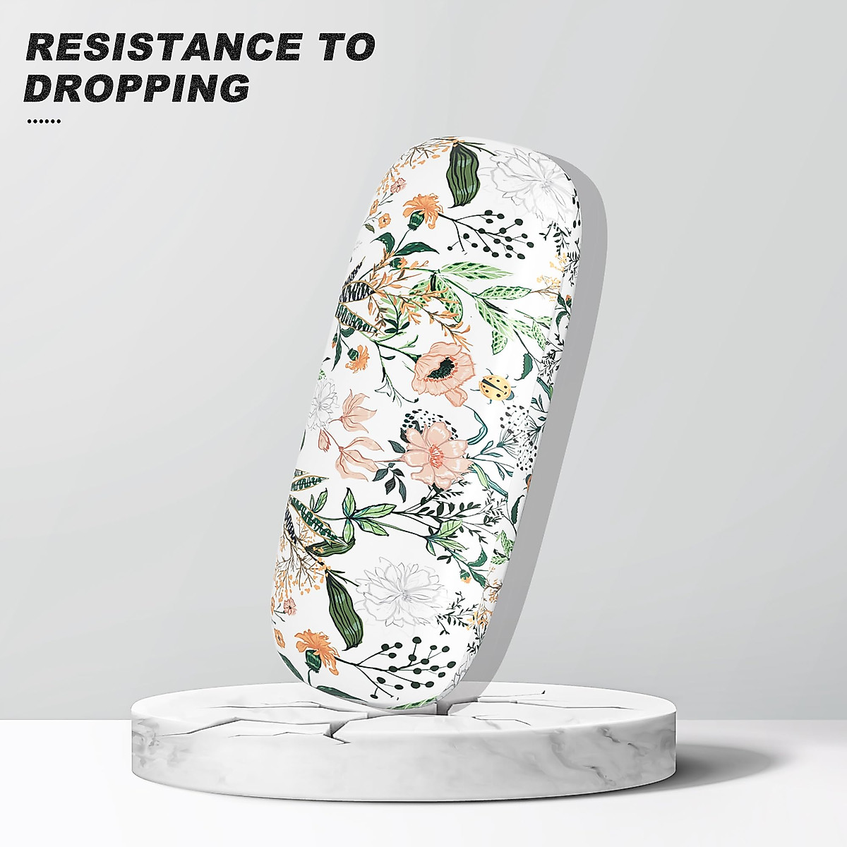 NPOOYI Eyeglasses Case, Hard Shell Protective Case for Glasses, Unisex for Women Men, Glass Case with Cleaning Cloth, Colorful Small Flowers