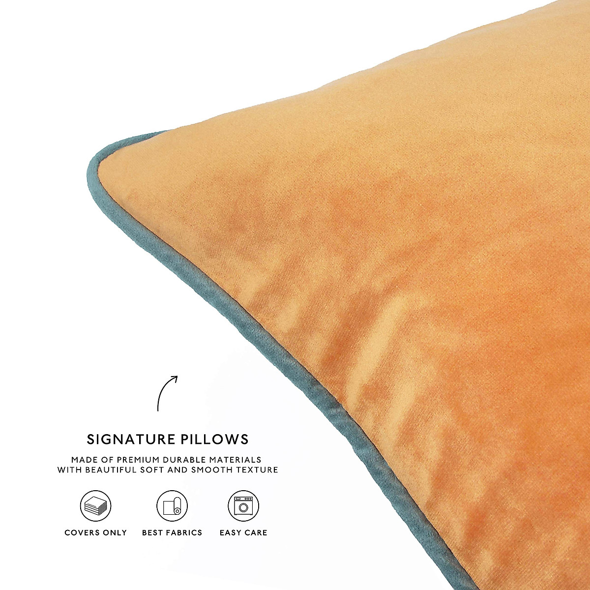 MONDAY MOOSE Decorative Throw Pillow Covers Cushion Cases, Set of 4 Soft Velvet Modern Double-Sided Designs, Mix and Match for Home Decor, Pillow Inserts Not Included (18x18 inch, Orange/Teal)