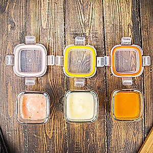 YARYOUNG 24 Pack 5oz Small Glass Food Storage Containers, Tiny Food Containers with Locking Lids Leak-proof, Glass Food Jars for Storing and Freezing food, Oven & Dishwasher Safe, BPA Free, Square