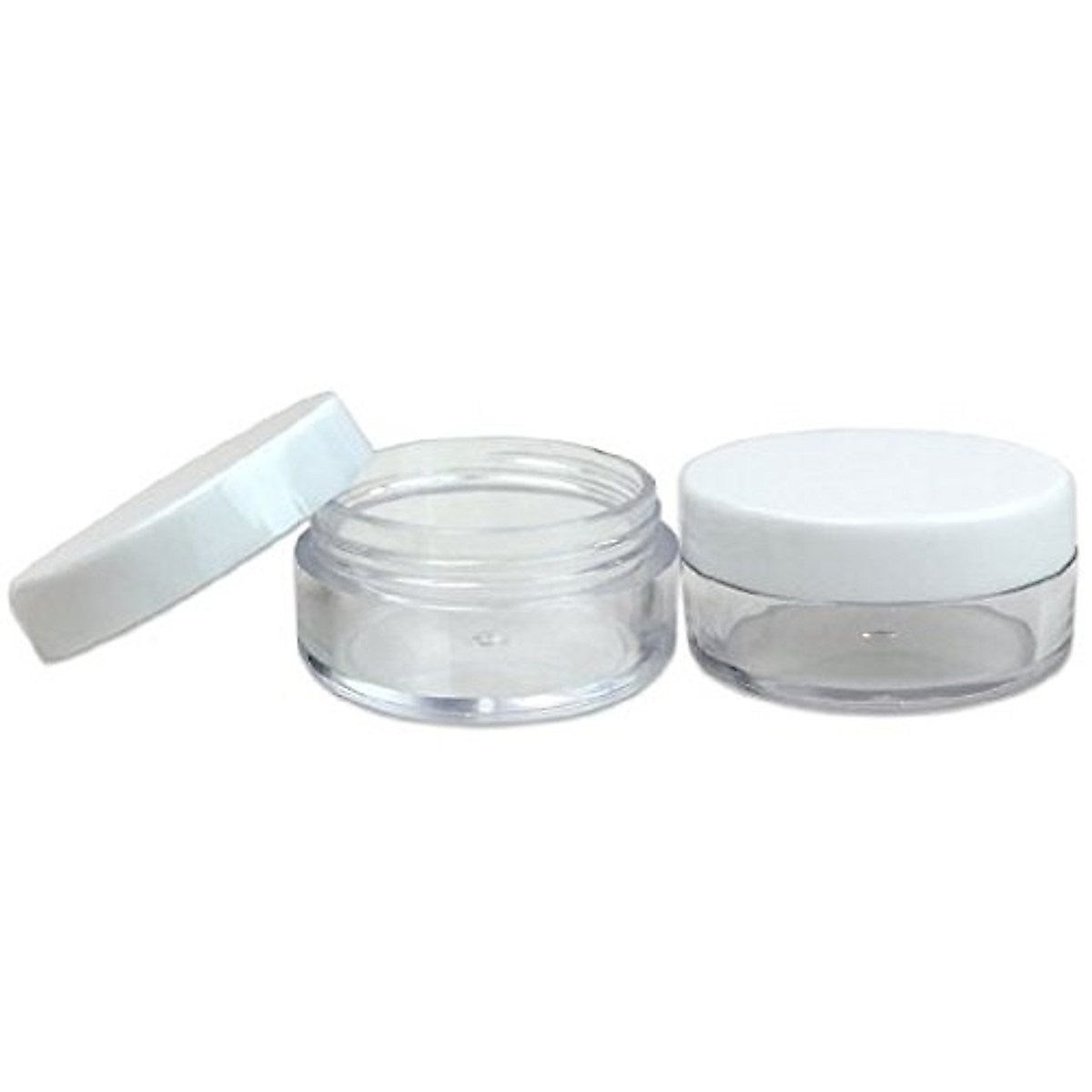 Beauticom 10g/10ml (0.35 Fl Oz) Round Clear Jars with Round Top Lids for Creams, Lotions, Make Up, Powders, Glitters, and more... (Color: White Lid, Quantity: 40 Pieces)