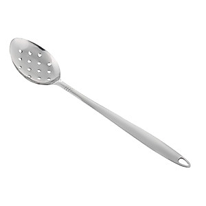 Stainless Steel Slotted Serving Spoon - Long Handle Perforated Metal Spoon - Large Metal Cooking Spoon with Holes