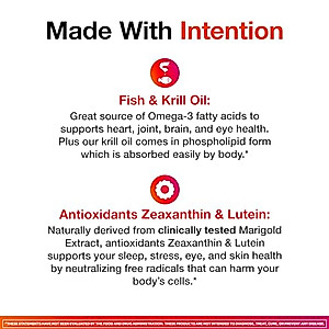 MegaRed Omega-3 Blend Total Body + Refresh 500mg Softgels, (65 Count in a Bottle), Easily Absorbed Krill Oil, to Support Your Heart, Joints, Brain & Eyes