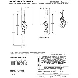 Vestil MMJ-3 Mechanical Machinery Jack,3000 lb. Capacity,Blue