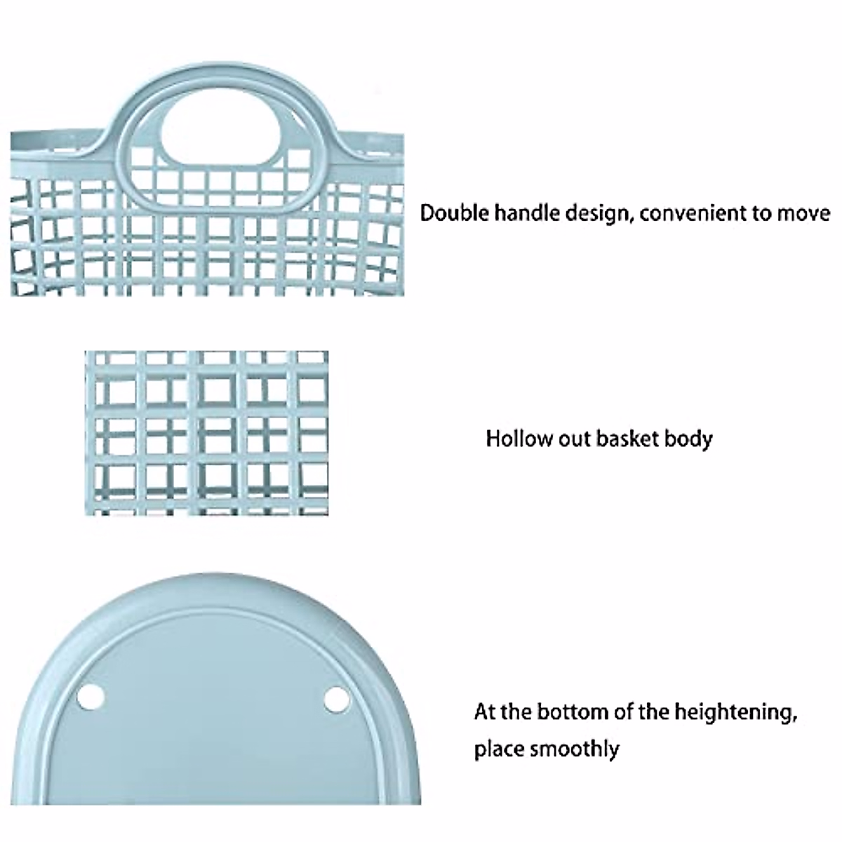 rejomiik Portable Shower Caddy Basket, Plastic Storage Soft Carry Tote with Handles Drainage Organizer Toiletry Bag Box for Bathroom, College Dorm Room Essentials, Kitchen, Camp, Gym - Blue