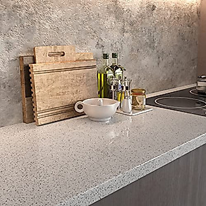 Glossy Marble Paper for Countertop Peel and Stick Wallpaper Granite White Sticker Waterproof Self Adhesive 15.7”×118” Easy to Install & Clean, Removable